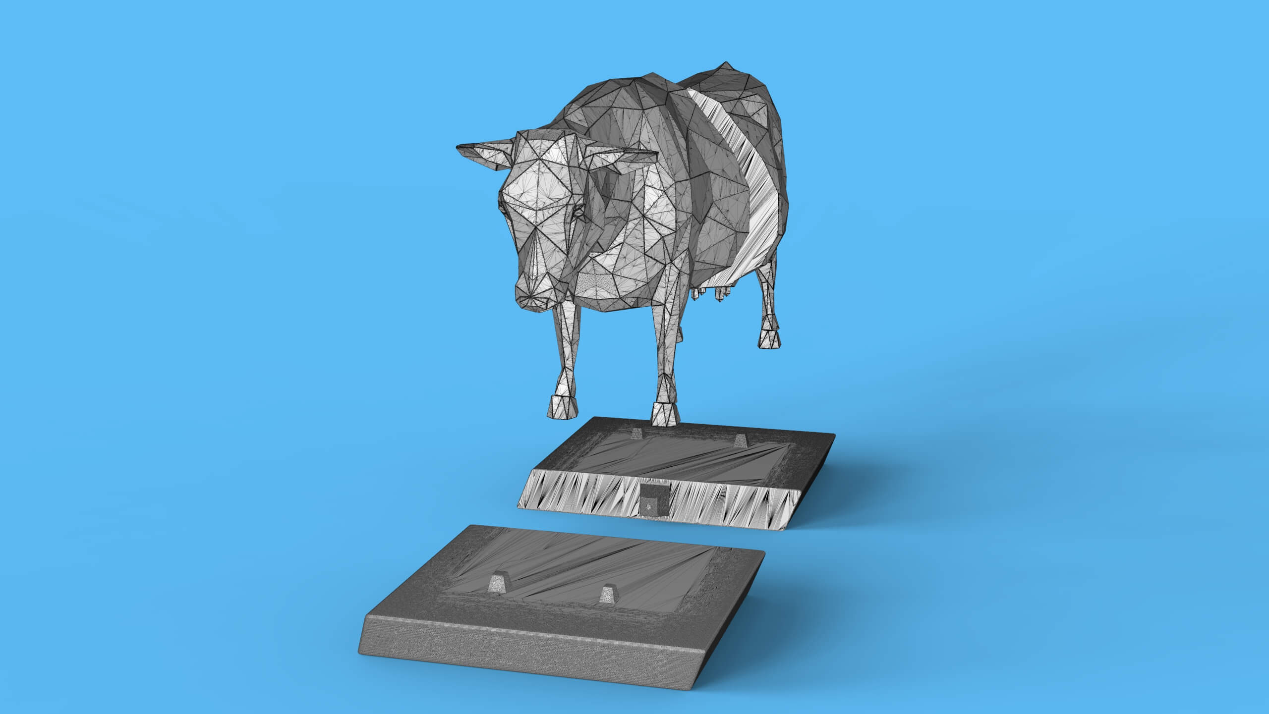 Low Poly Sculpture Cow - 3D Model by PaburoVIII