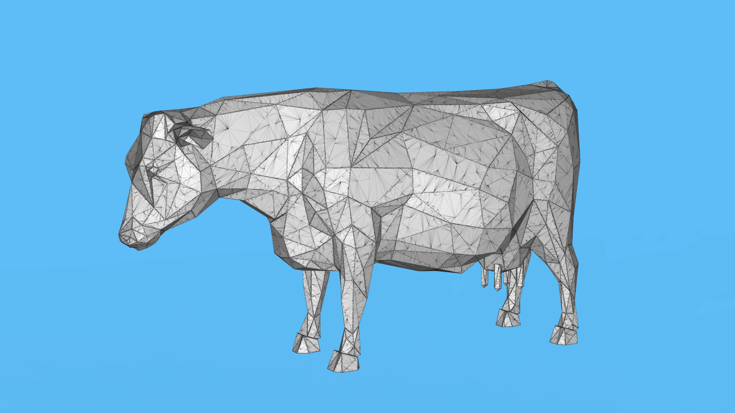 Low Poly Sculpture Cow - 3D Model by PaburoVIII