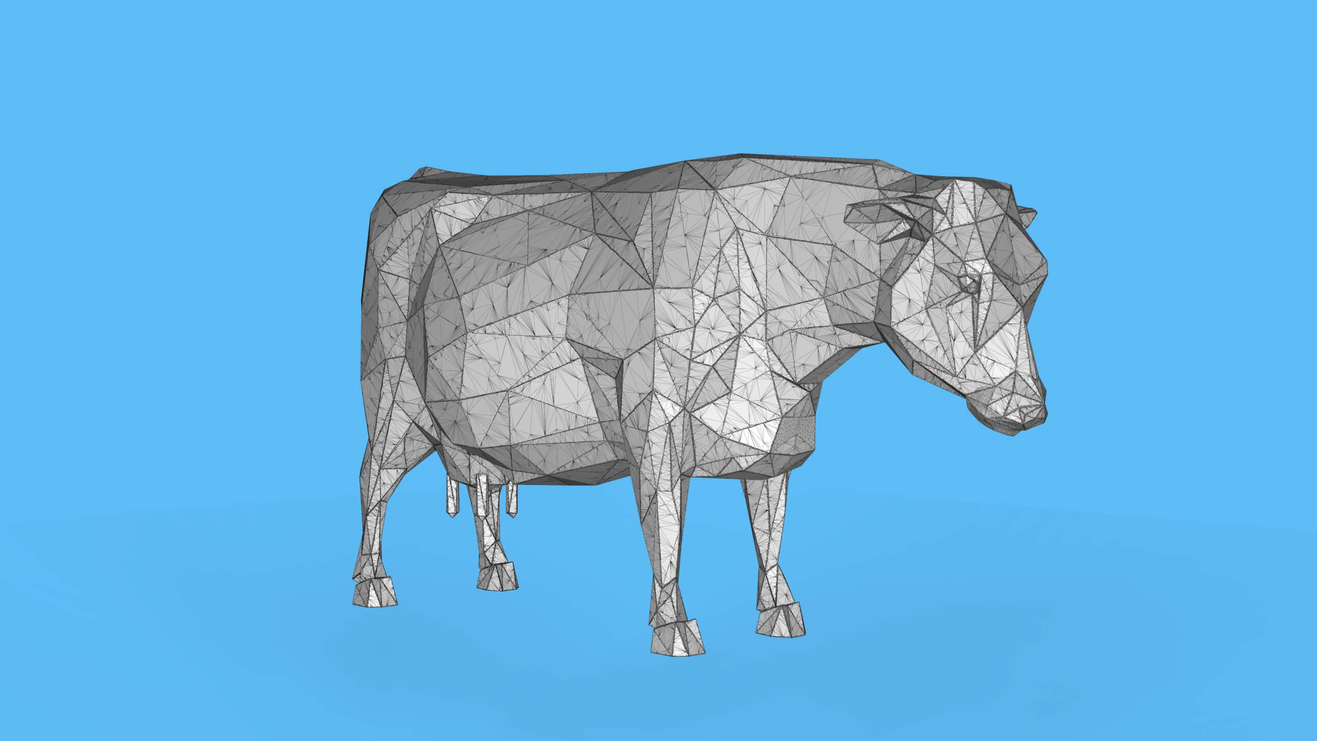 Low Poly Sculpture Cow - 3D Model by PaburoVIII