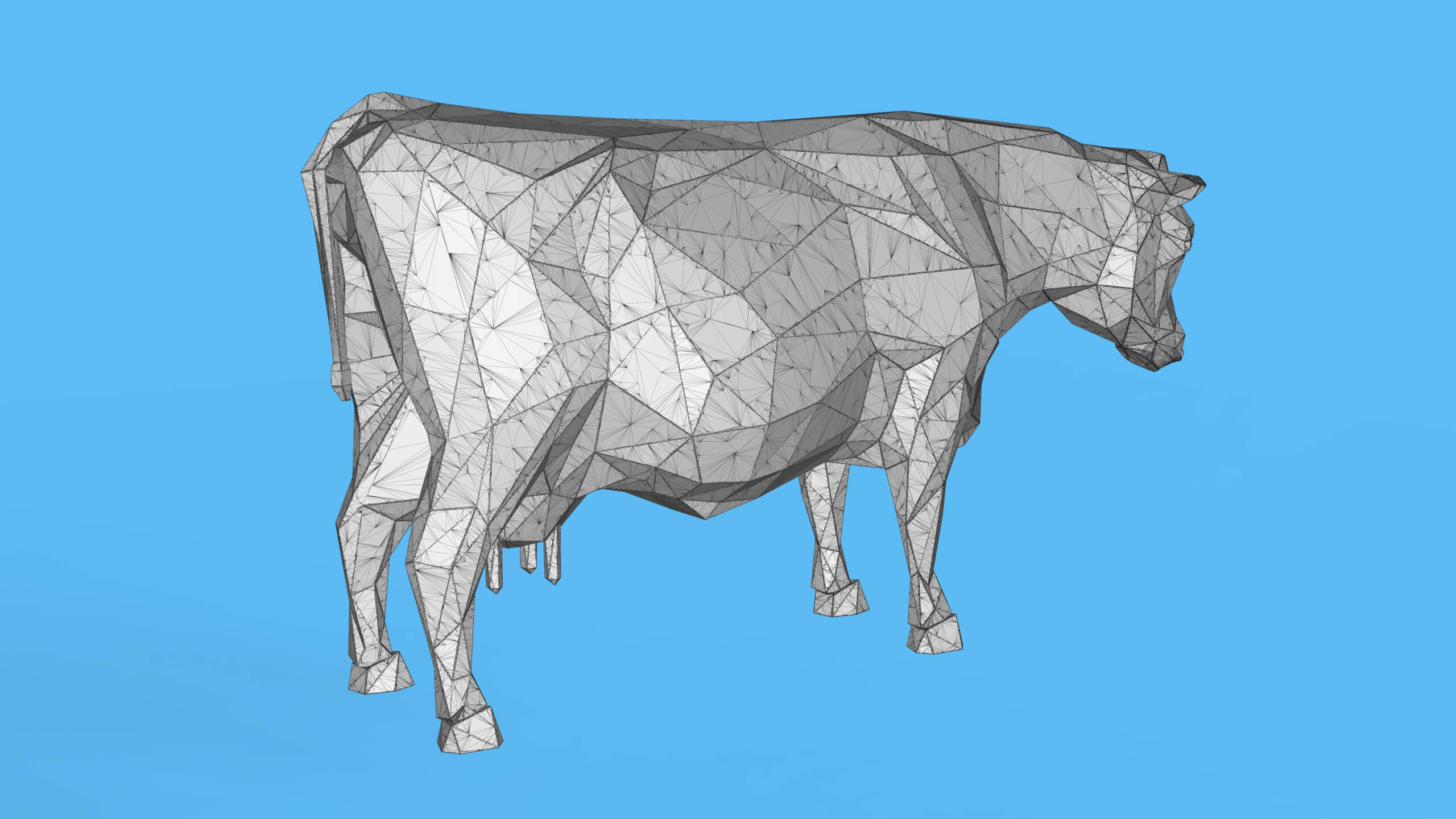 Low Poly Sculpture Cow - 3D Model by PaburoVIII