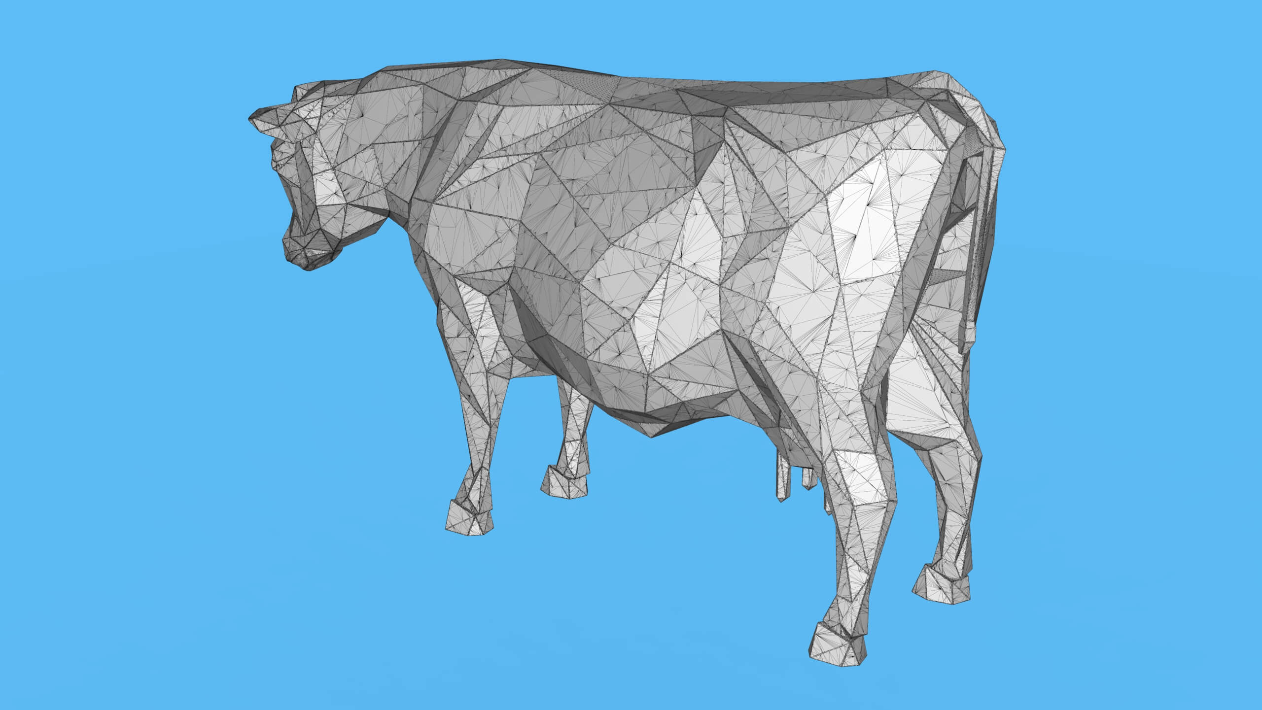 Low Poly Sculpture Cow - 3D Model by PaburoVIII