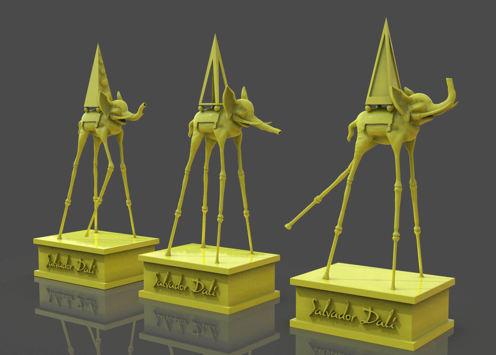 Salvador Dali Elephants - 3D Model by PaburoVIII