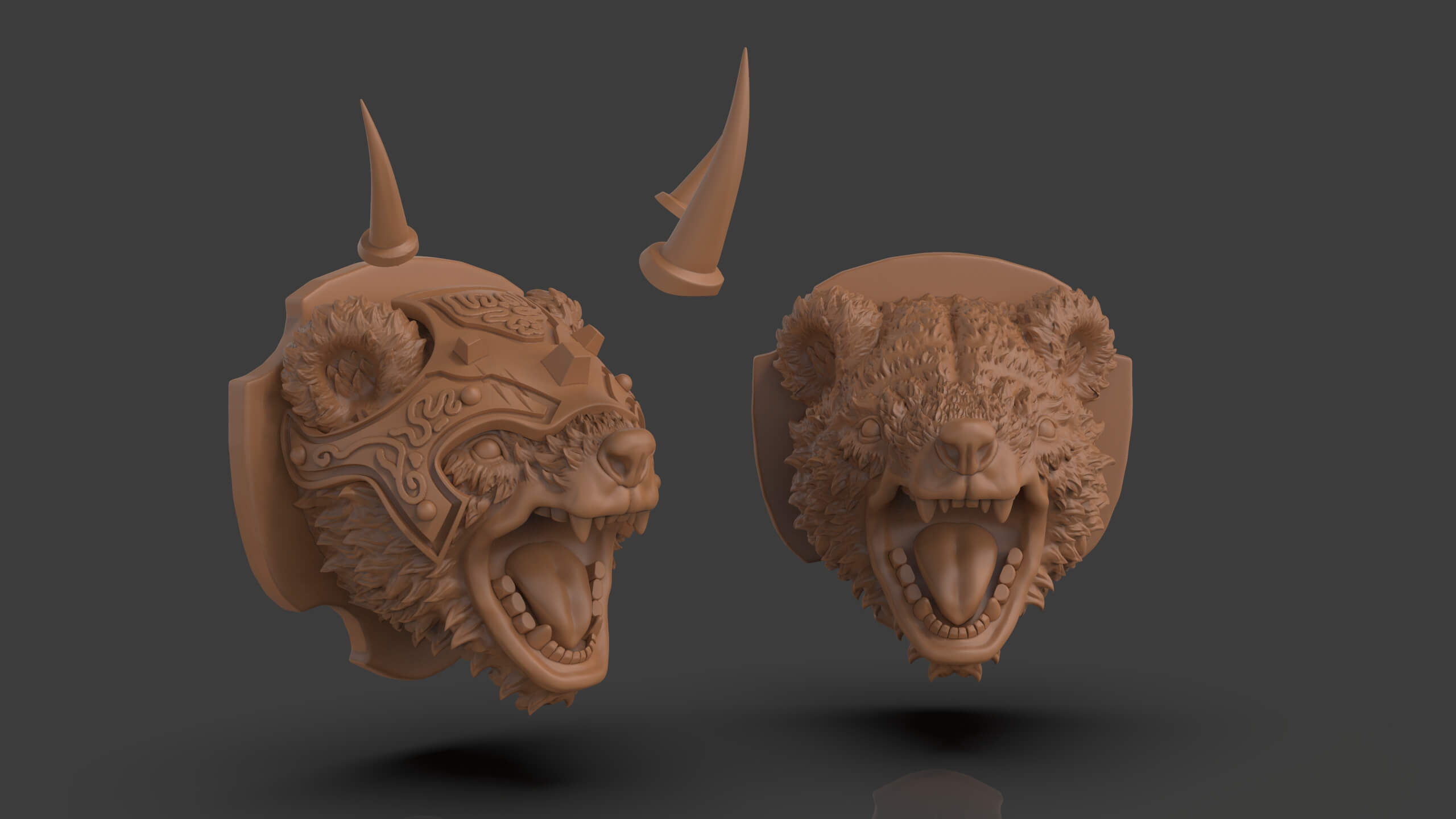 Stylized Grizzly Bear Trophy Head - 3D Model by PaburoVIII