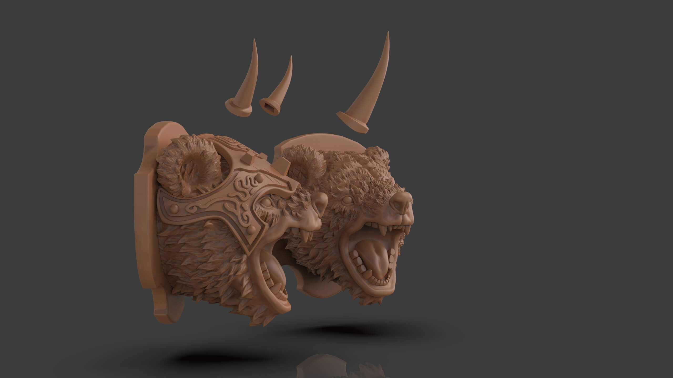 Stylized Grizzly Bear Trophy Head - 3D Model by PaburoVIII
