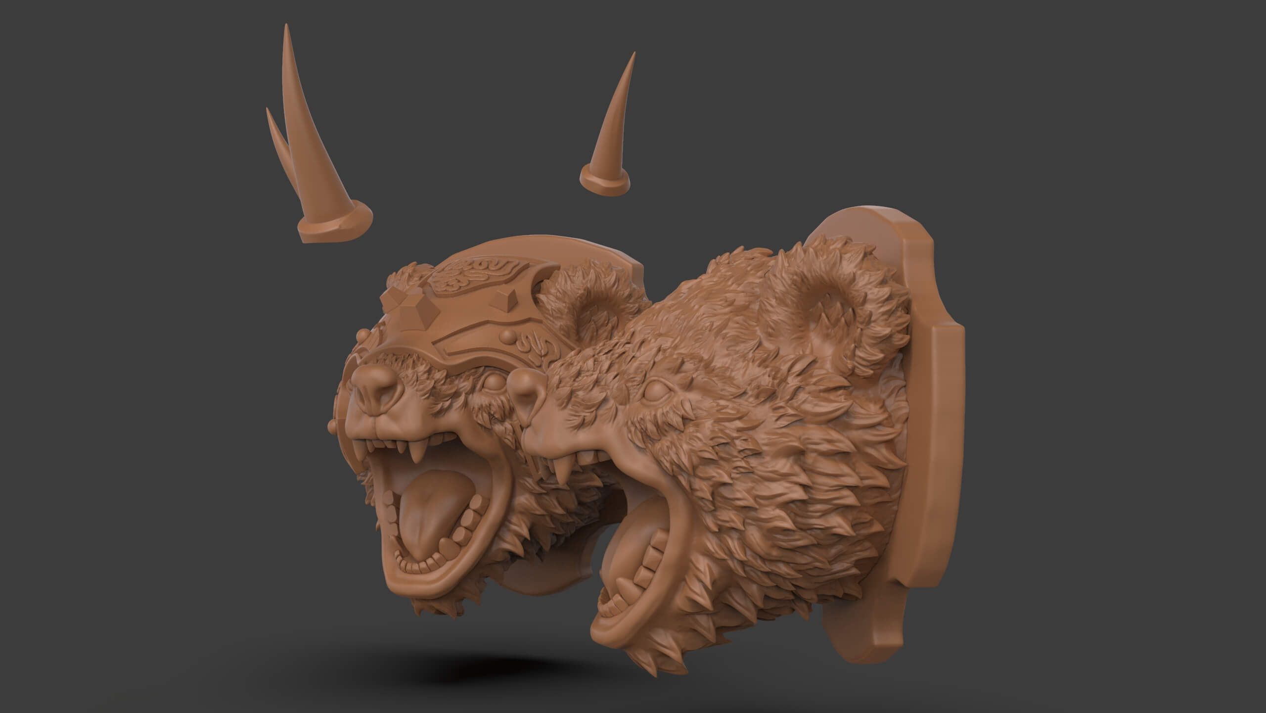 Stylized Grizzly Bear Trophy Head - 3D Print Model by PaburoVIII