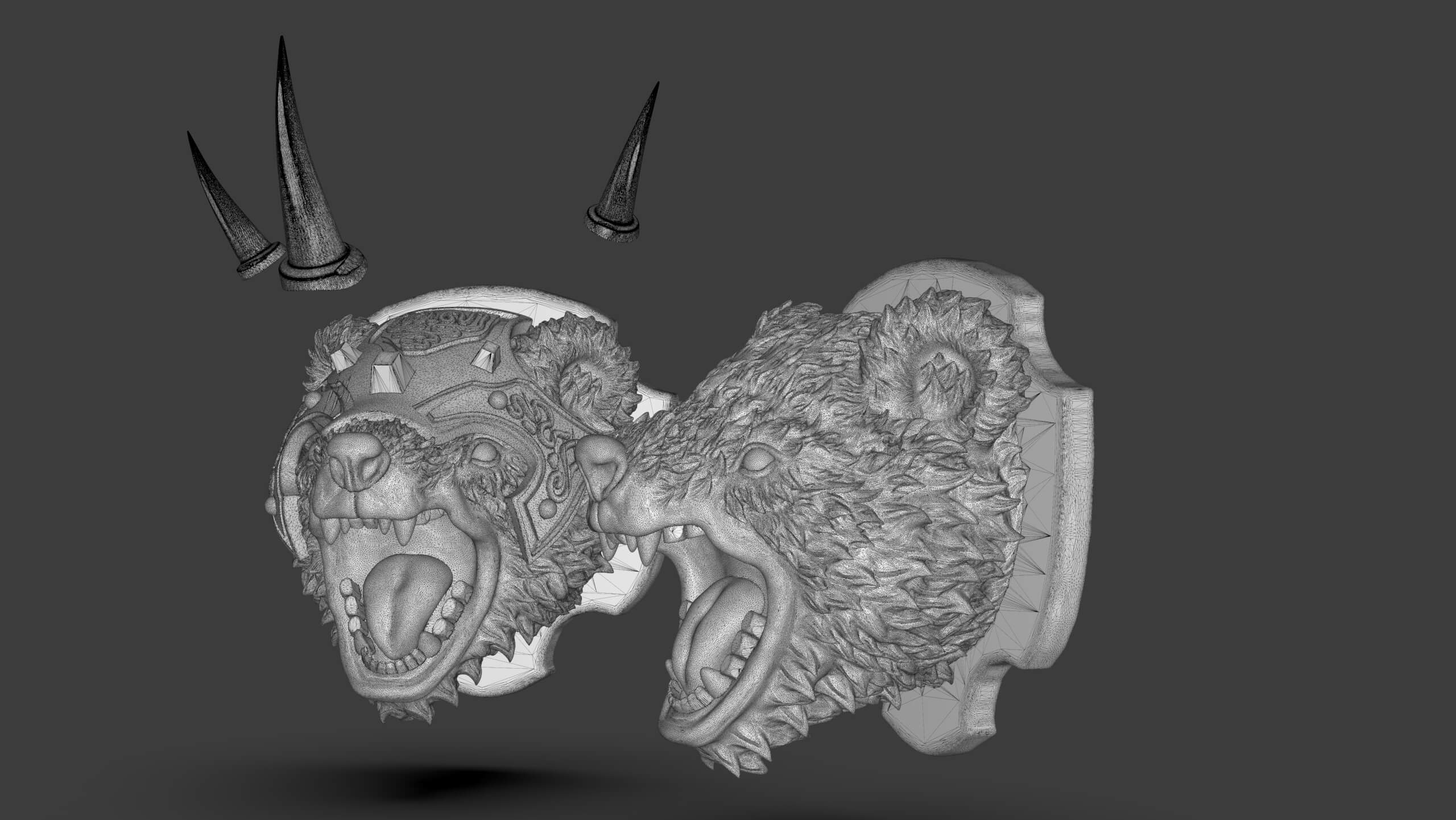 Stylized Grizzly Bear Trophy Head - 3D Model by PaburoVIII