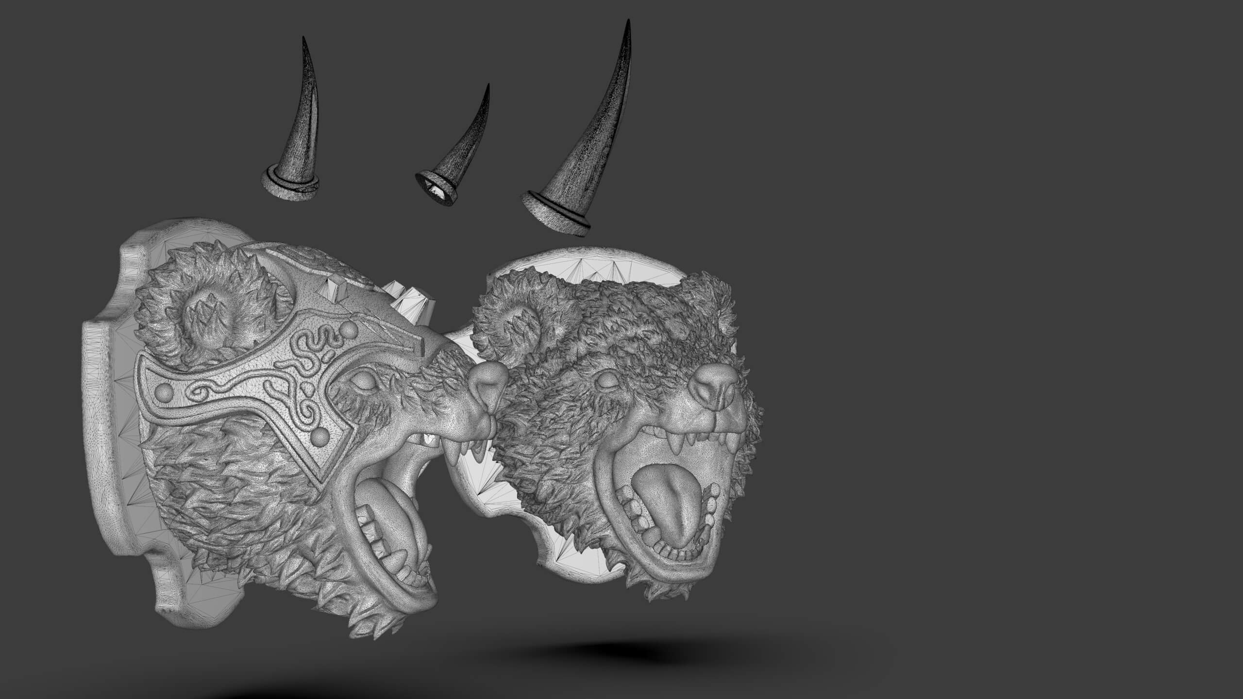 Stylized Grizzly Bear Trophy Head - 3D Model by PaburoVIII