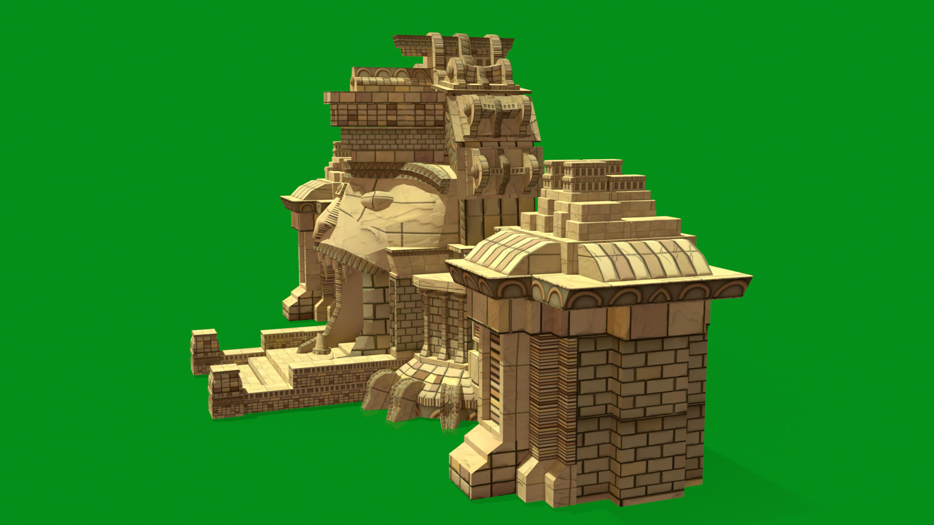 Stylized Monkey Temple - 3D Model by PaburoVIII