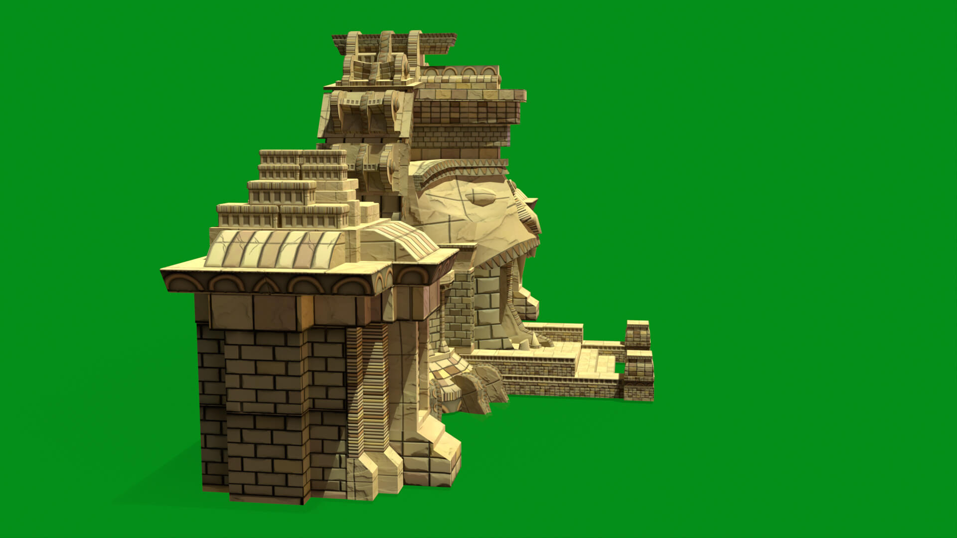Stylized Monkey Temple - 3D Model by PaburoVIII