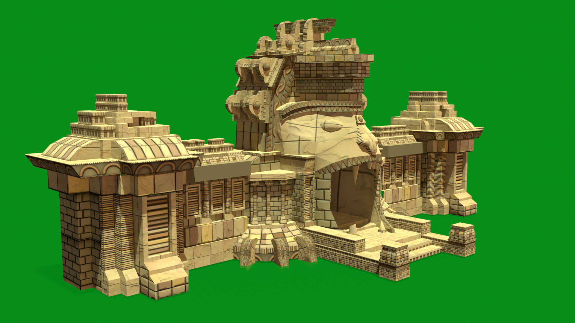 Stylized Monkey Temple - 3D Model by PaburoVIII
