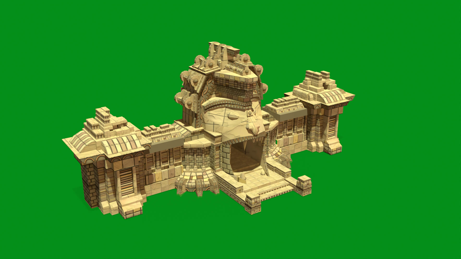 Stylized Monkey Temple - 3D Model by PaburoVIII