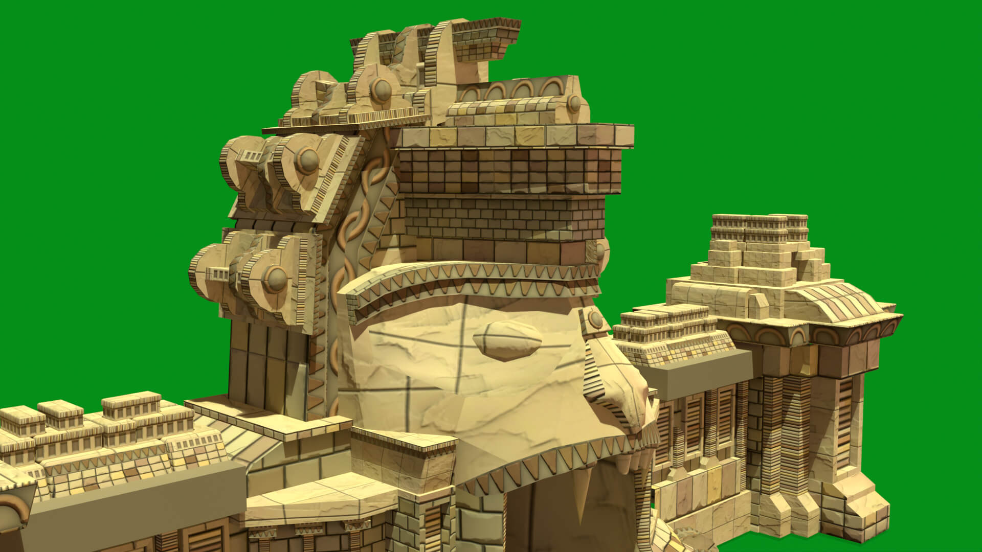 Stylized Monkey Temple - 3D Model by PaburoVIII