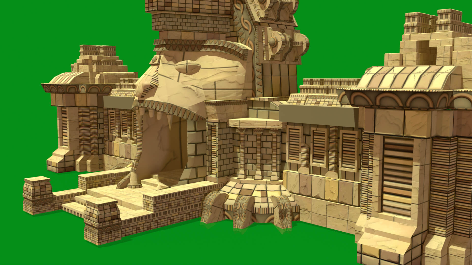 Stylized Monkey Temple - 3D Model by PaburoVIII