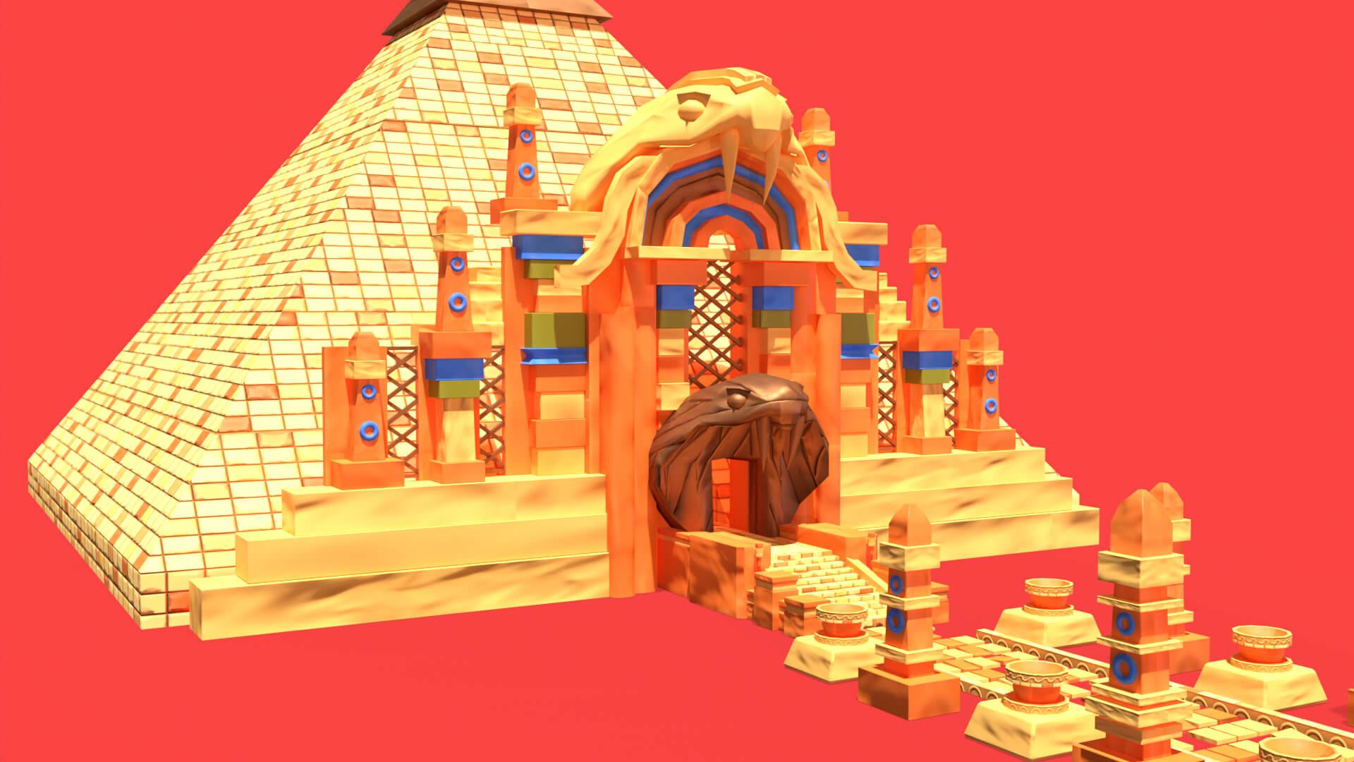 Stylized Serpent Temple - 3D Model by PaburoVIII