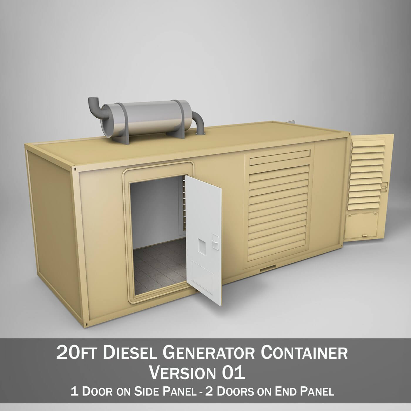 20ft Generator Container Version 1 - 3D Model by panaristi
