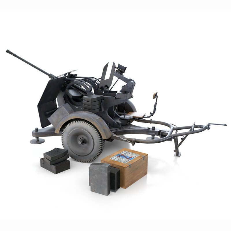 2cm Flak 38 with SD.AH 51 - Trailer - DHG 3D Model by panaristi