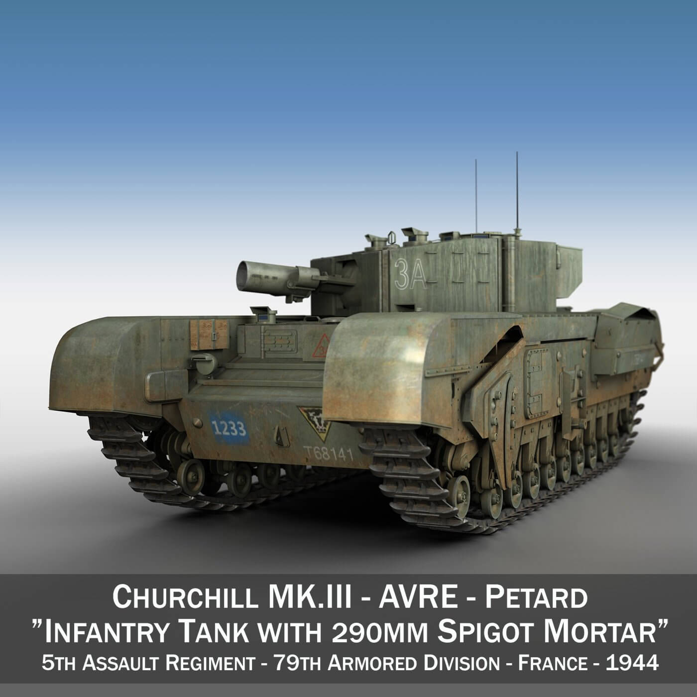 Churchill MK.III AVRE - 79AD 3D Model by panaristi