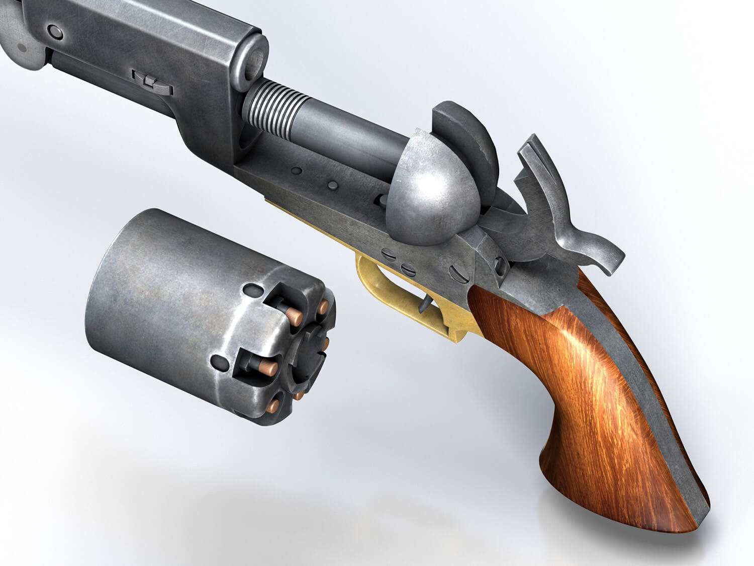 Colt Walker 1847 - Revolver 3D Model by panaristi