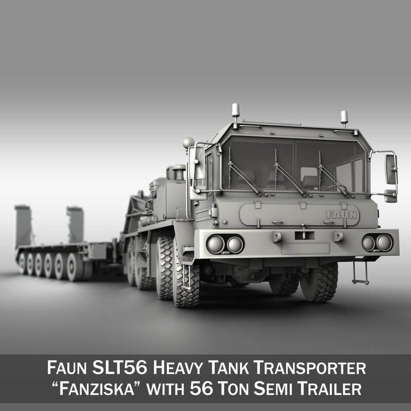 Faun STL-56 - Heavy Duty Tractor with 52 Ton Semi-Trailer 3D Model by ...
