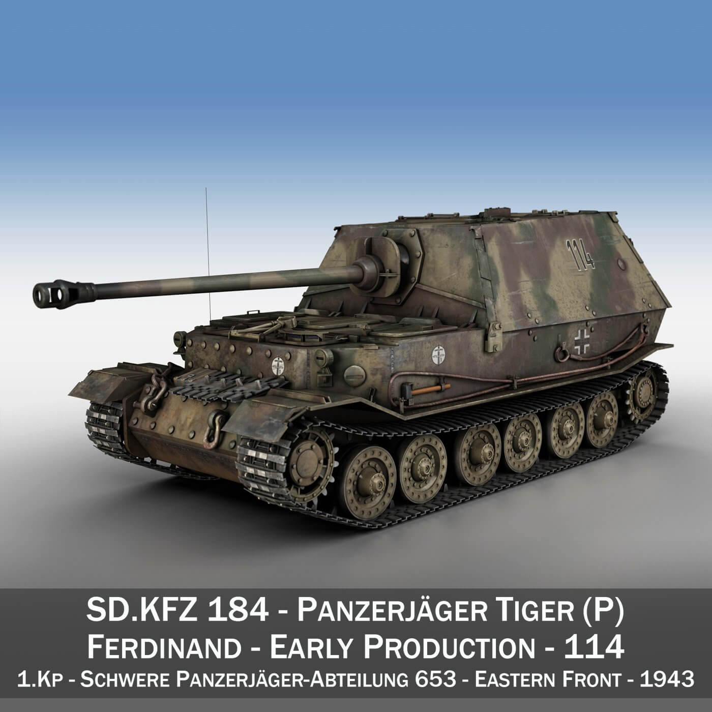 Ferdinand Tank Destroyer - Tiger (P) - 114 3D Model by panaristi
