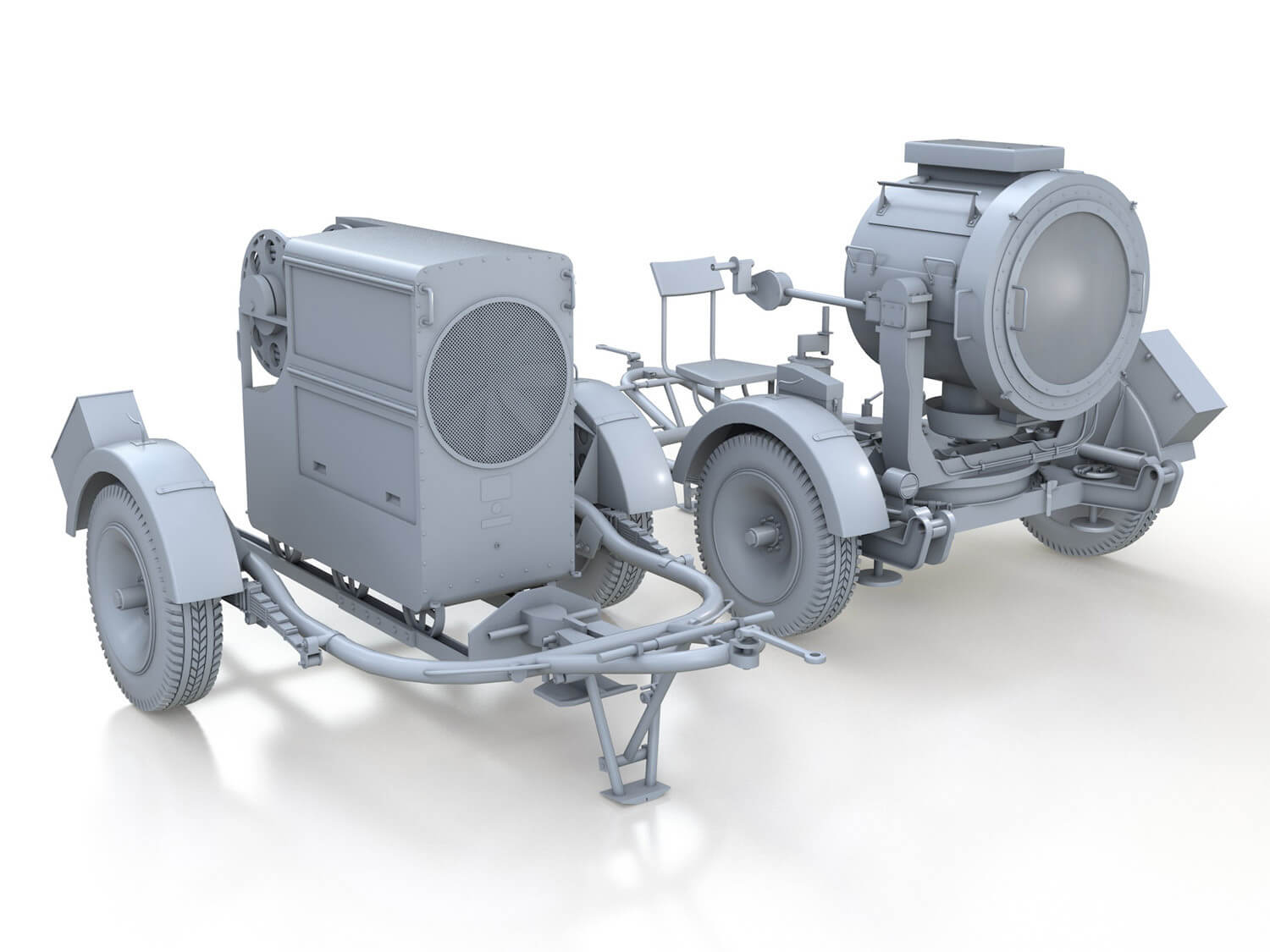 Flak SW36 With Generator and Sh.Ah.51 Trailer - 3D Model by panaristi