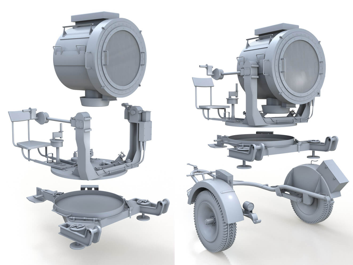 Flak SW36 With Generator and Sh.Ah.51 Trailer - 3D Model by panaristi