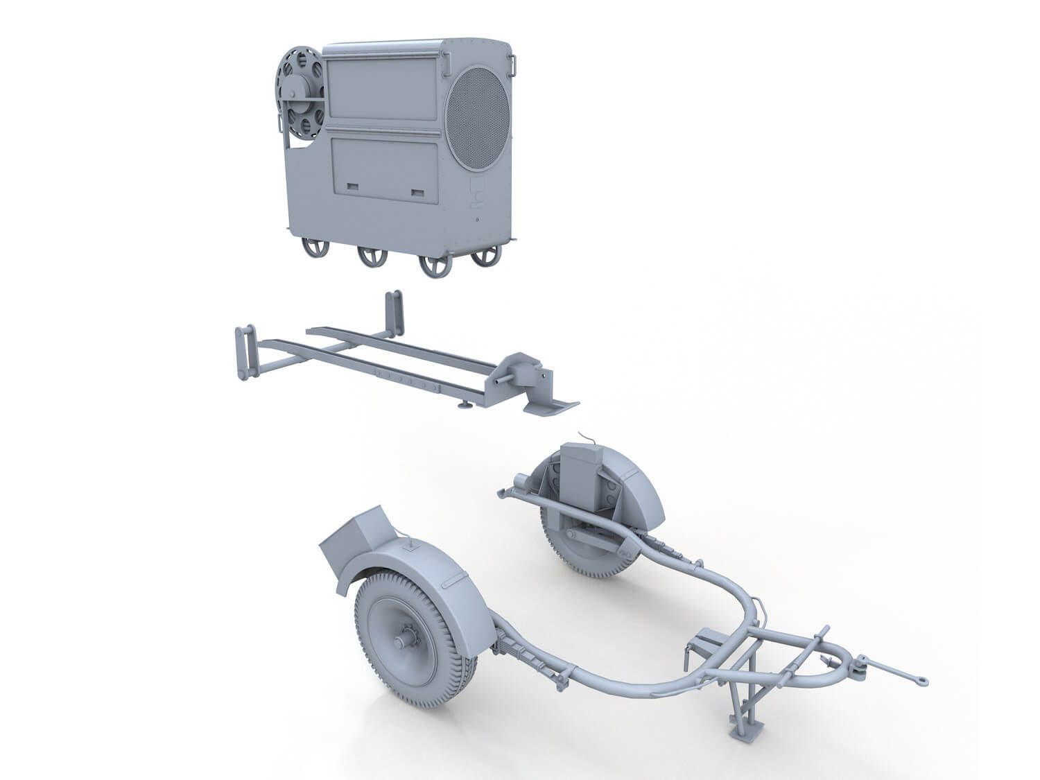 Flak SW36 With Generator and Sh.Ah.51 Trailer - 3D Model by panaristi