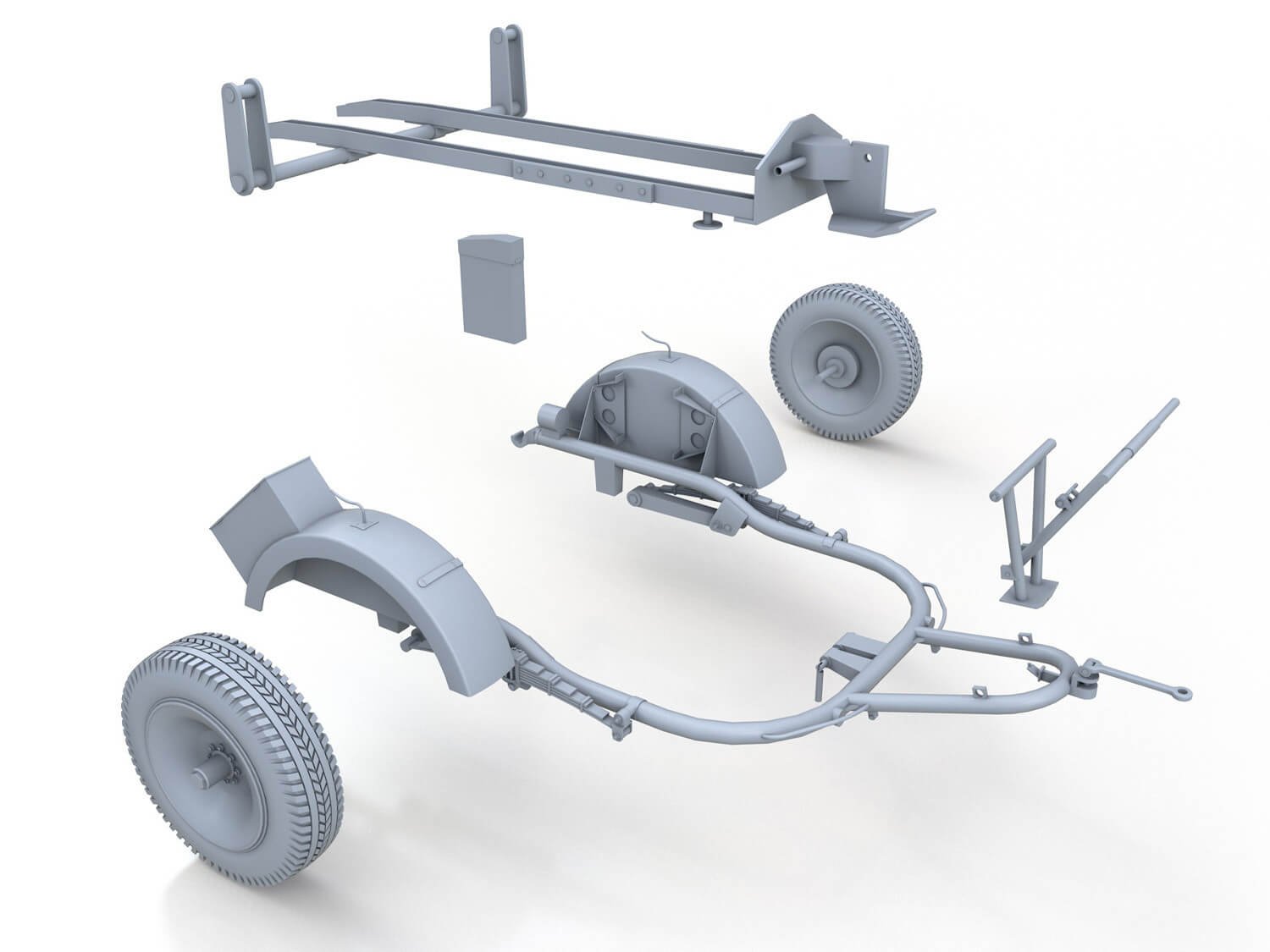 Flak SW36 With Generator and Sh.Ah.51 Trailer - 3D Model by panaristi