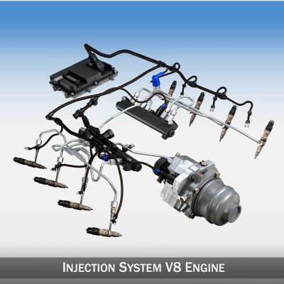 Injection System of A V8 Engine - 3D Model by panaristi