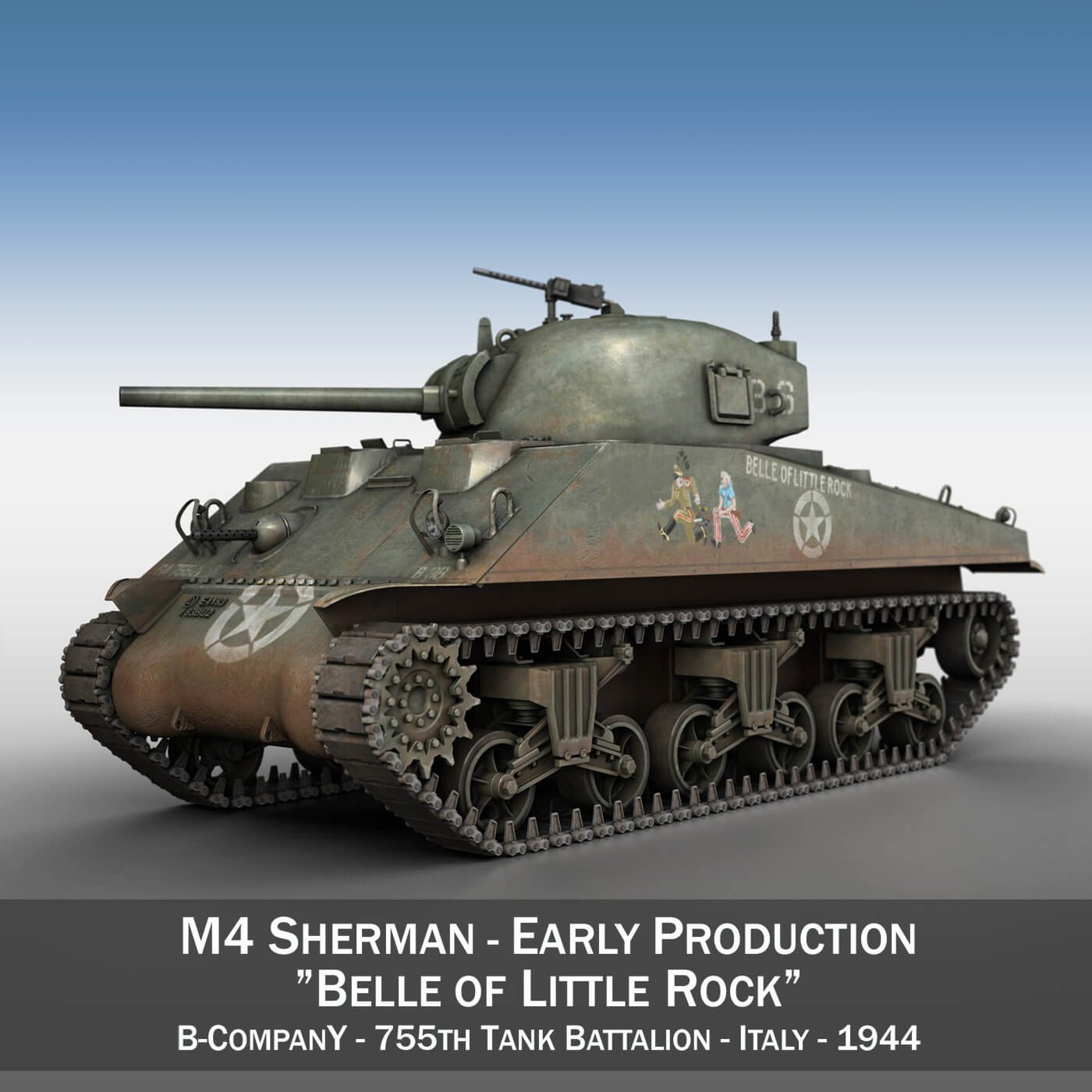 M4 Sherman - Belle of Little Rock 3D Model by panaristi