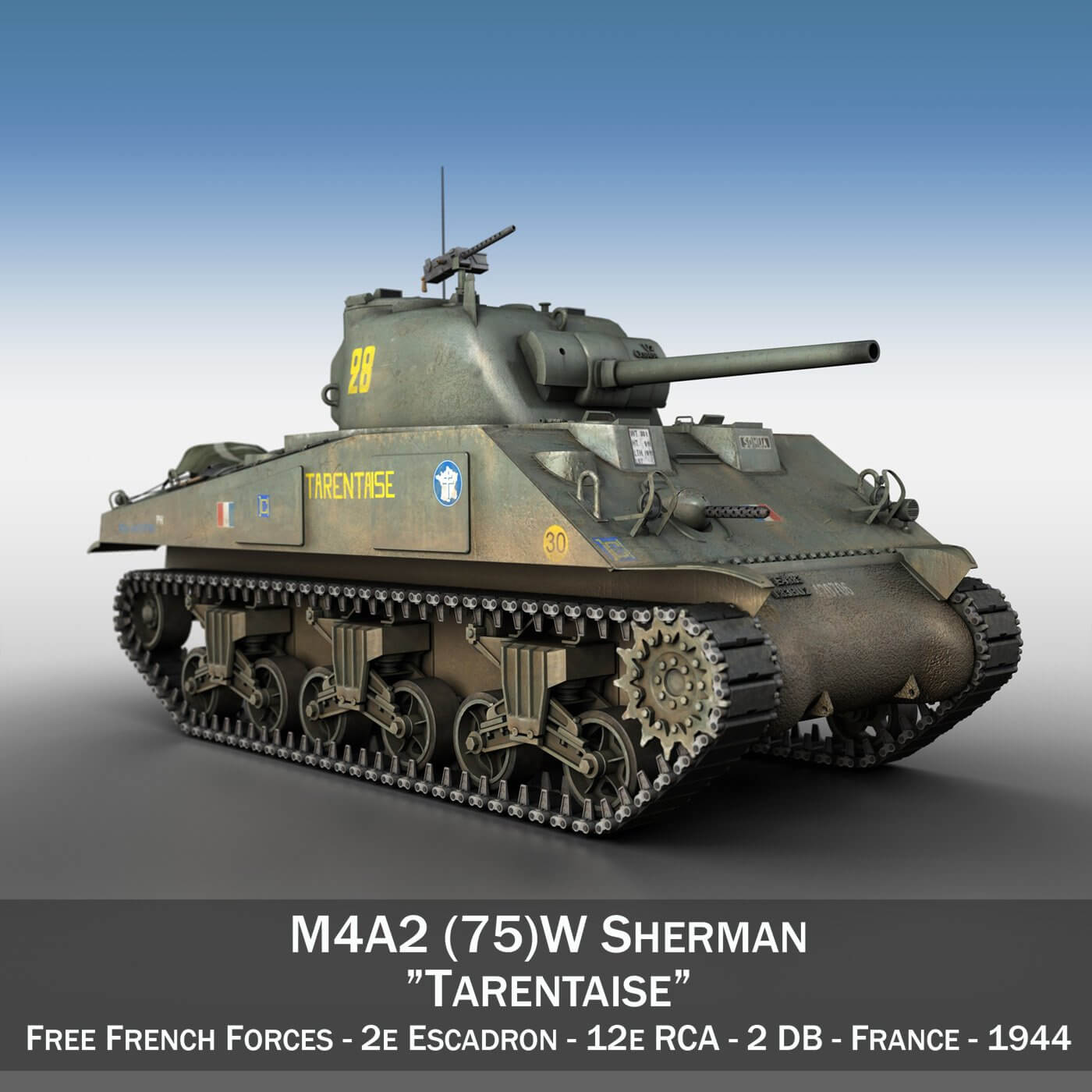 M4A2 Sherman - Tarentaise 3D Model by panaristi