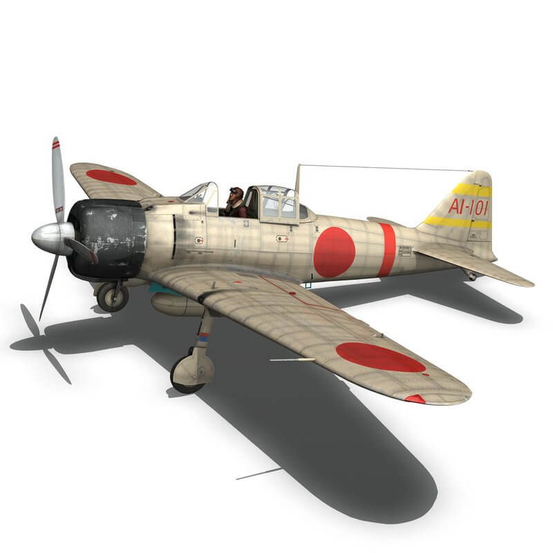 Mitsubishi A6M2 Zero - Carrier Akagi 3D Model by panaristi