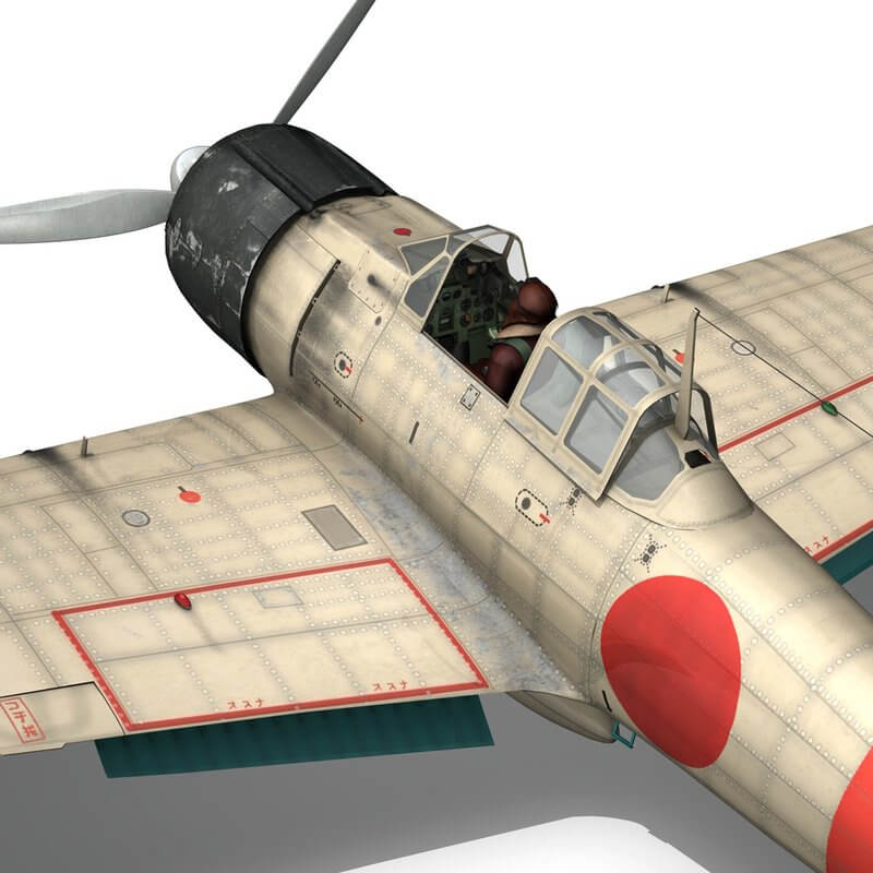 Mitsubishi A6M2 Zero - Carrier Akagi 3D Model by panaristi