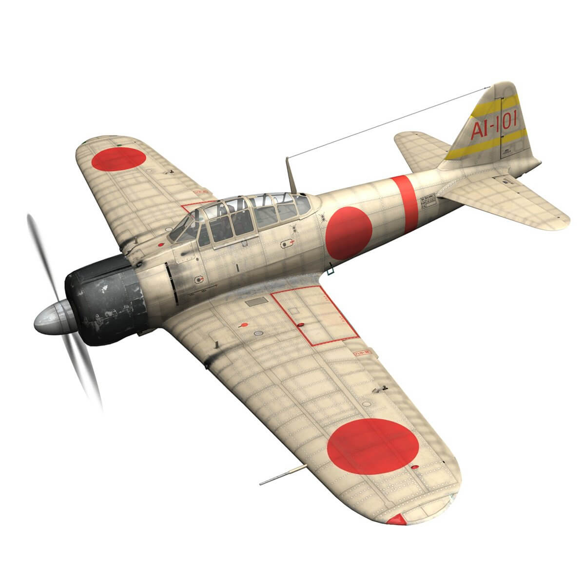 Mitsubishi A6M2 Zero - Carrier Akagi 3D Model by panaristi
