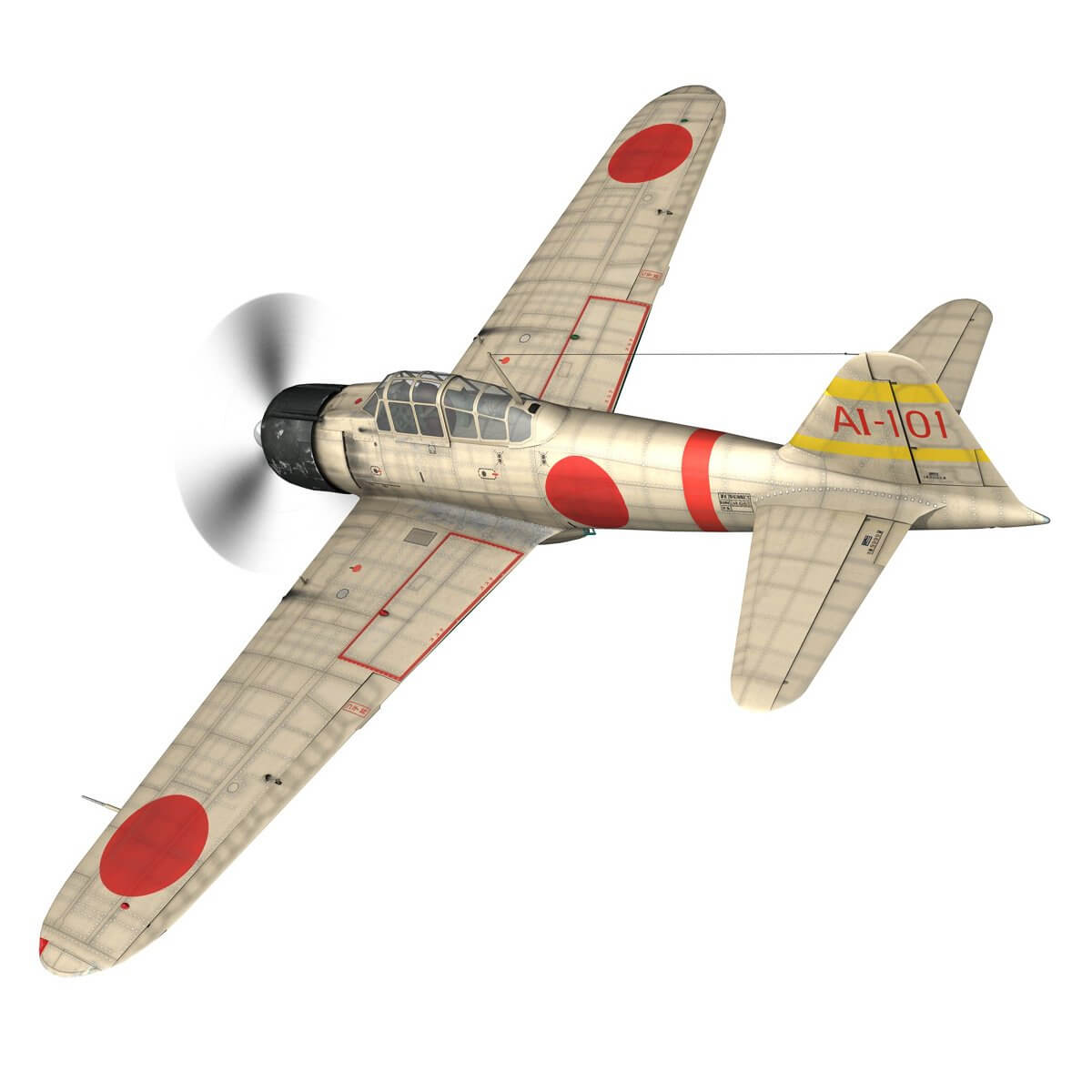 Mitsubishi A6M2 Zero - Carrier Akagi 3D Model by panaristi