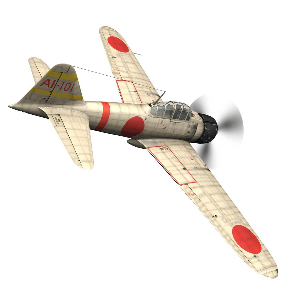 Mitsubishi A6M2 Zero - Carrier Akagi 3D Model by panaristi