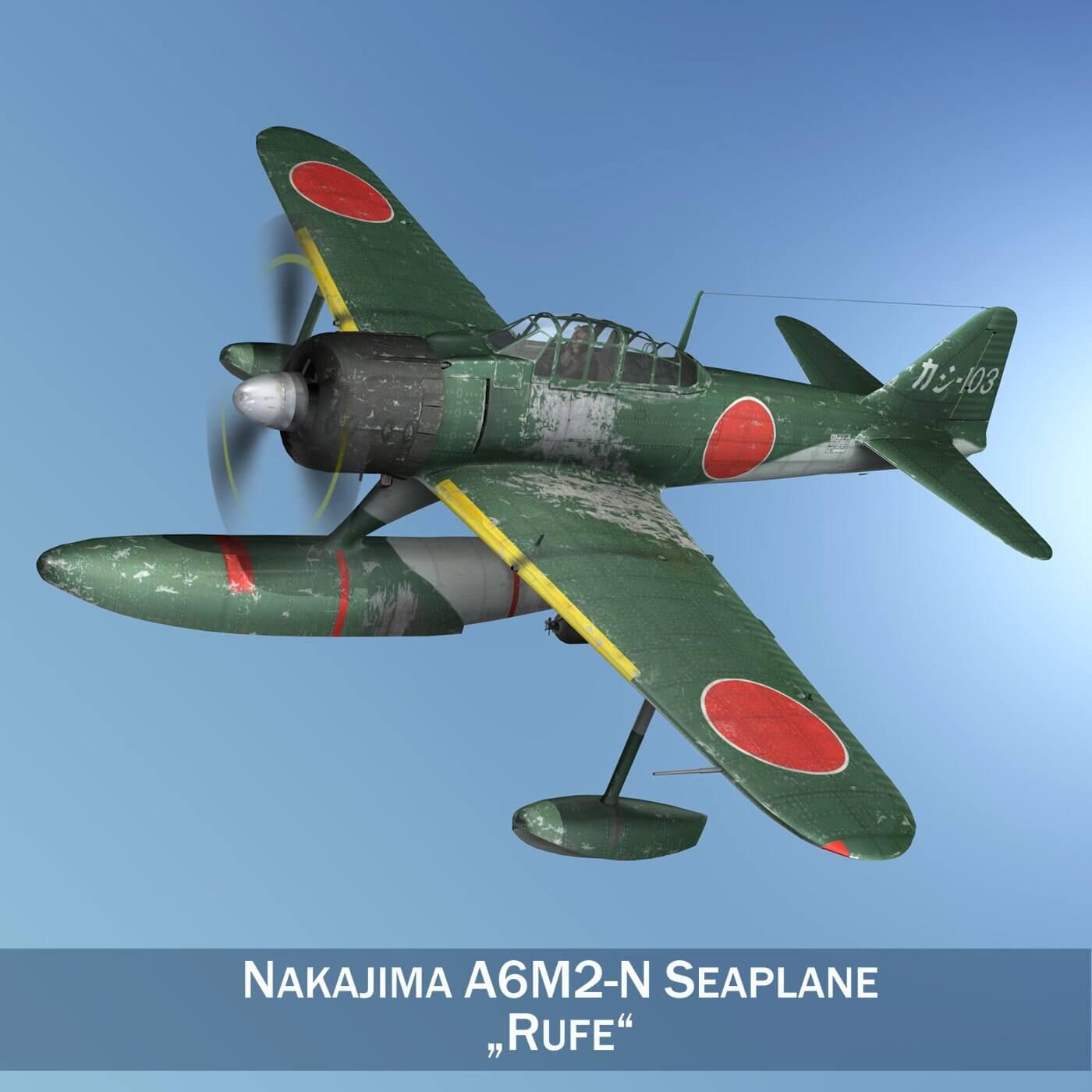 Nakajima A6M2-N - Rufe 3D Model by panaristi