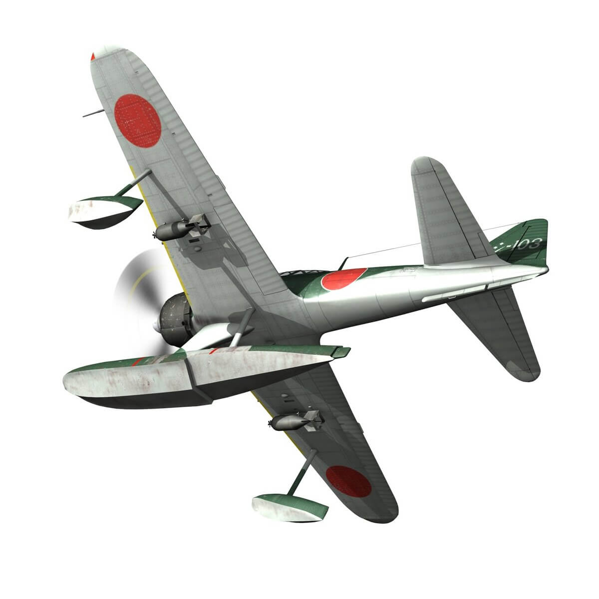 Nakajima A6M2-N - Rufe 3D Model by panaristi