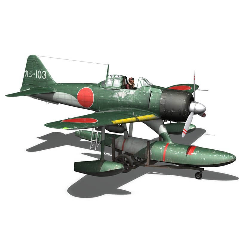 Nakajima A6M2-N - Rufe 3D Model by panaristi