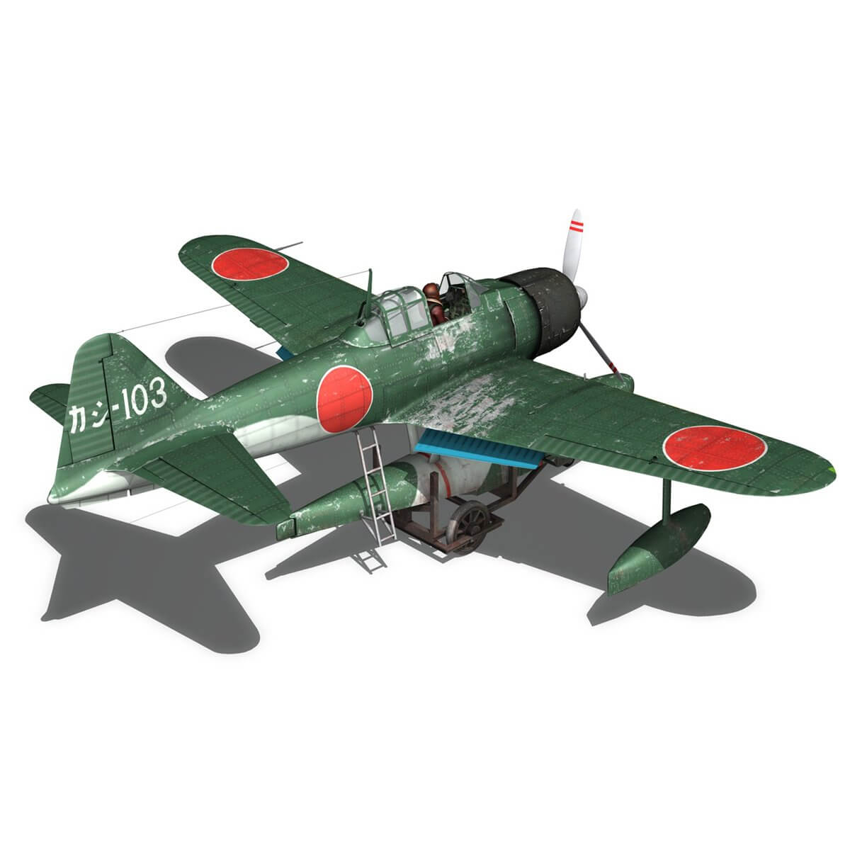 Nakajima A6M2-N - Rufe 3D Model by panaristi