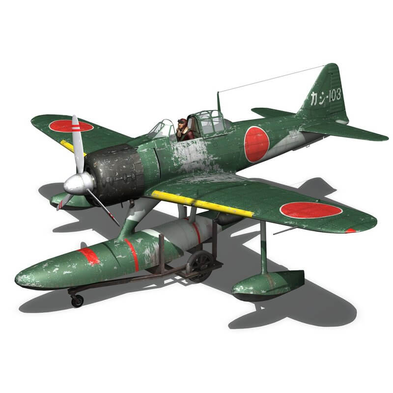 Nakajima A6M2-N - Rufe 3D Model by panaristi