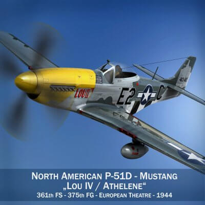 North American P-51D Mustang - Lou IV 3D Model by panaristi