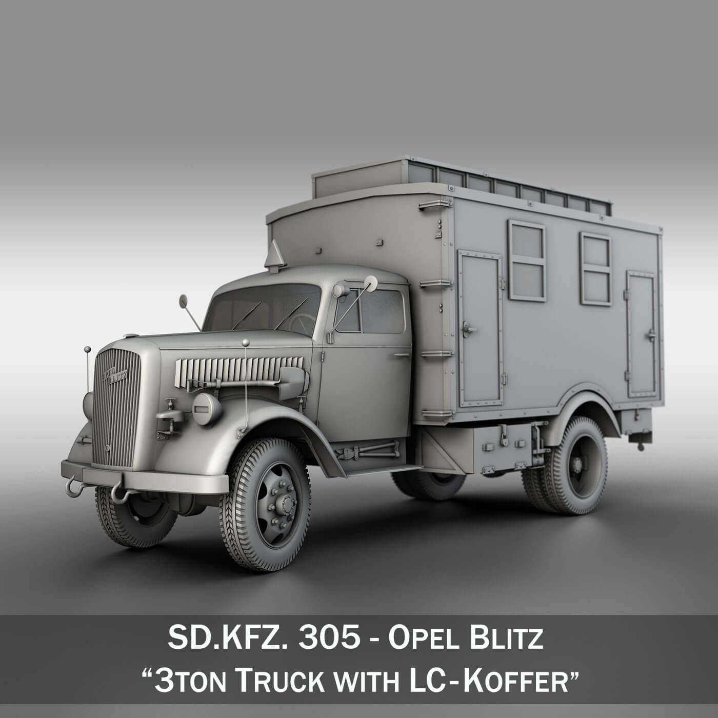 Opel Blitz - 3t Ambulance Truck with EC Koffer 3D Model by panaristi