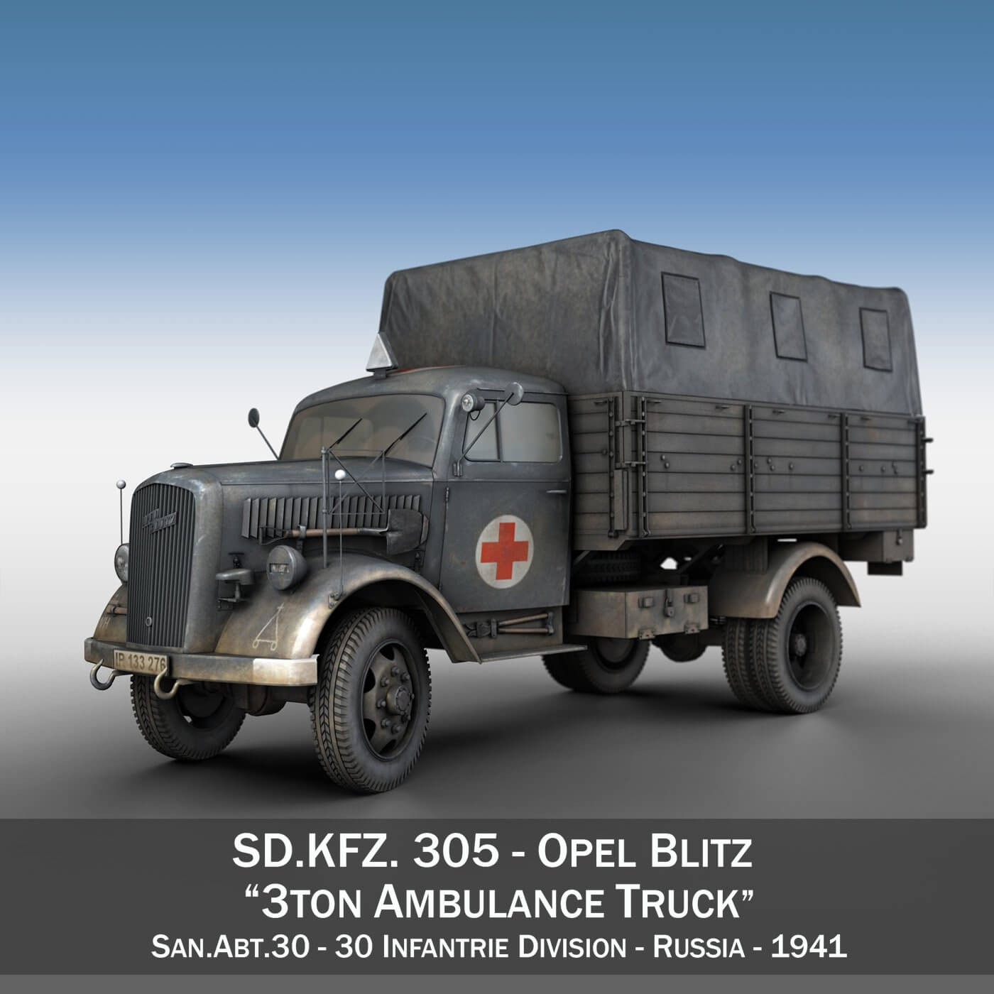 Opel Blitz - Ambulance - SanAbt30 3D Model by panaristi