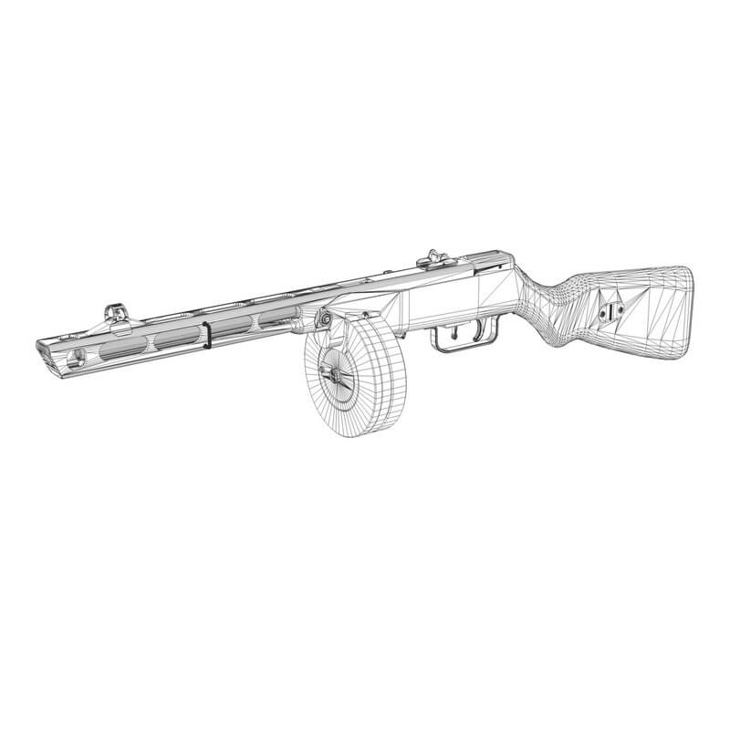 PPSh-41 - Soviet Submachine Gun 3D Model by panaristi
