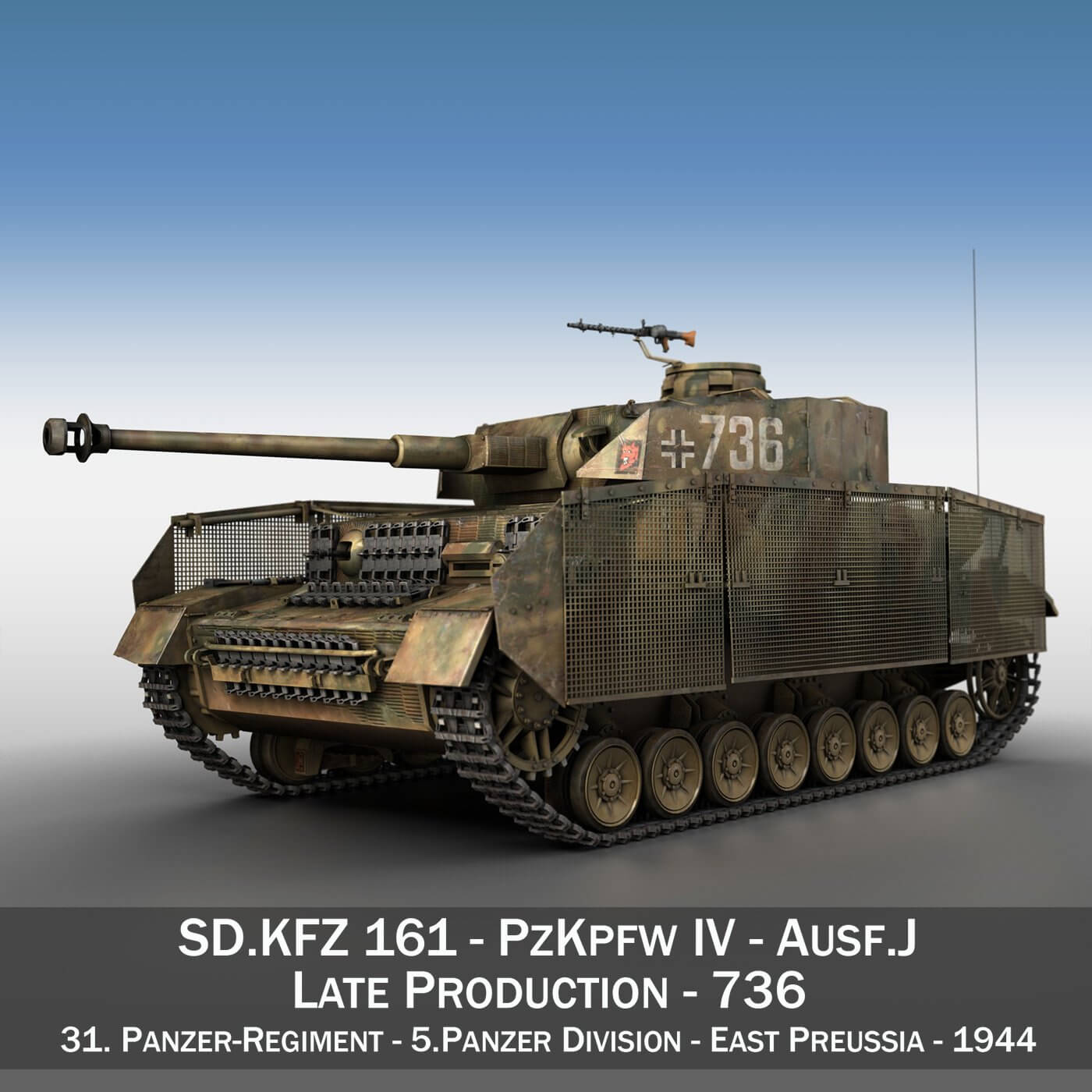 PzKpfw IV - Panzer 4 - Ausf.J - 736 3D Model by panaristi