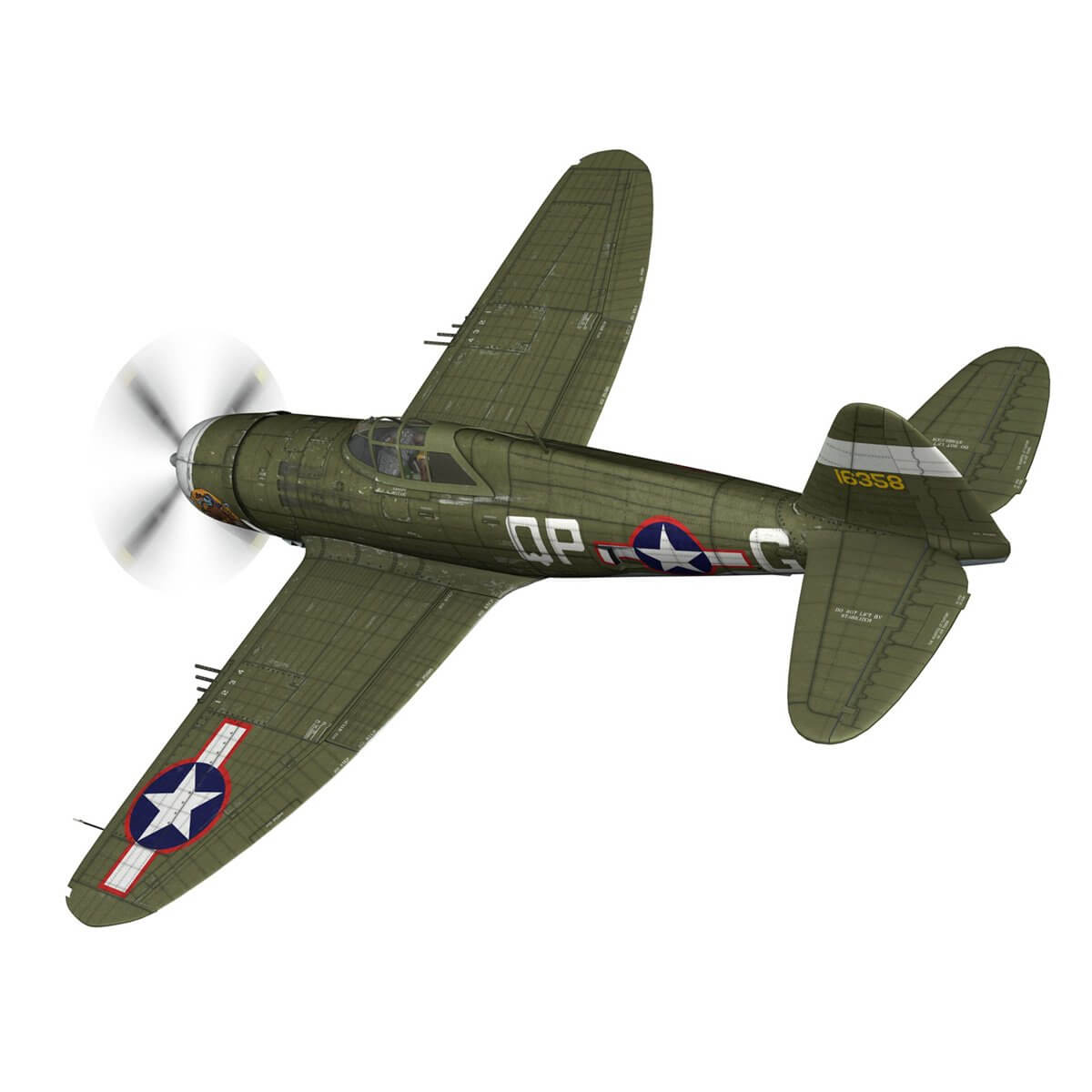 Republic P-47C Thunderbolt - California Or Bust 3D Model by panaristi