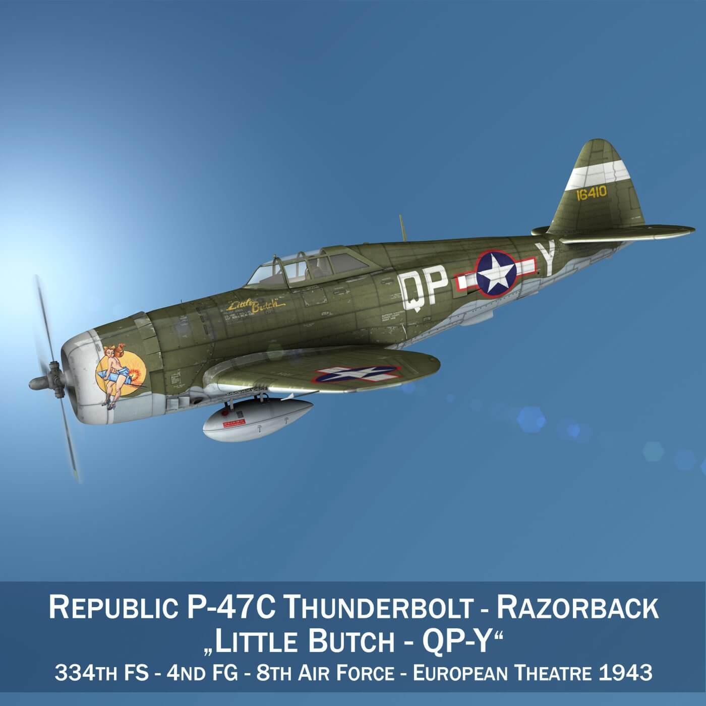 Republic P-47C Thunderbolt - Little Butch 3D Model by panaristi