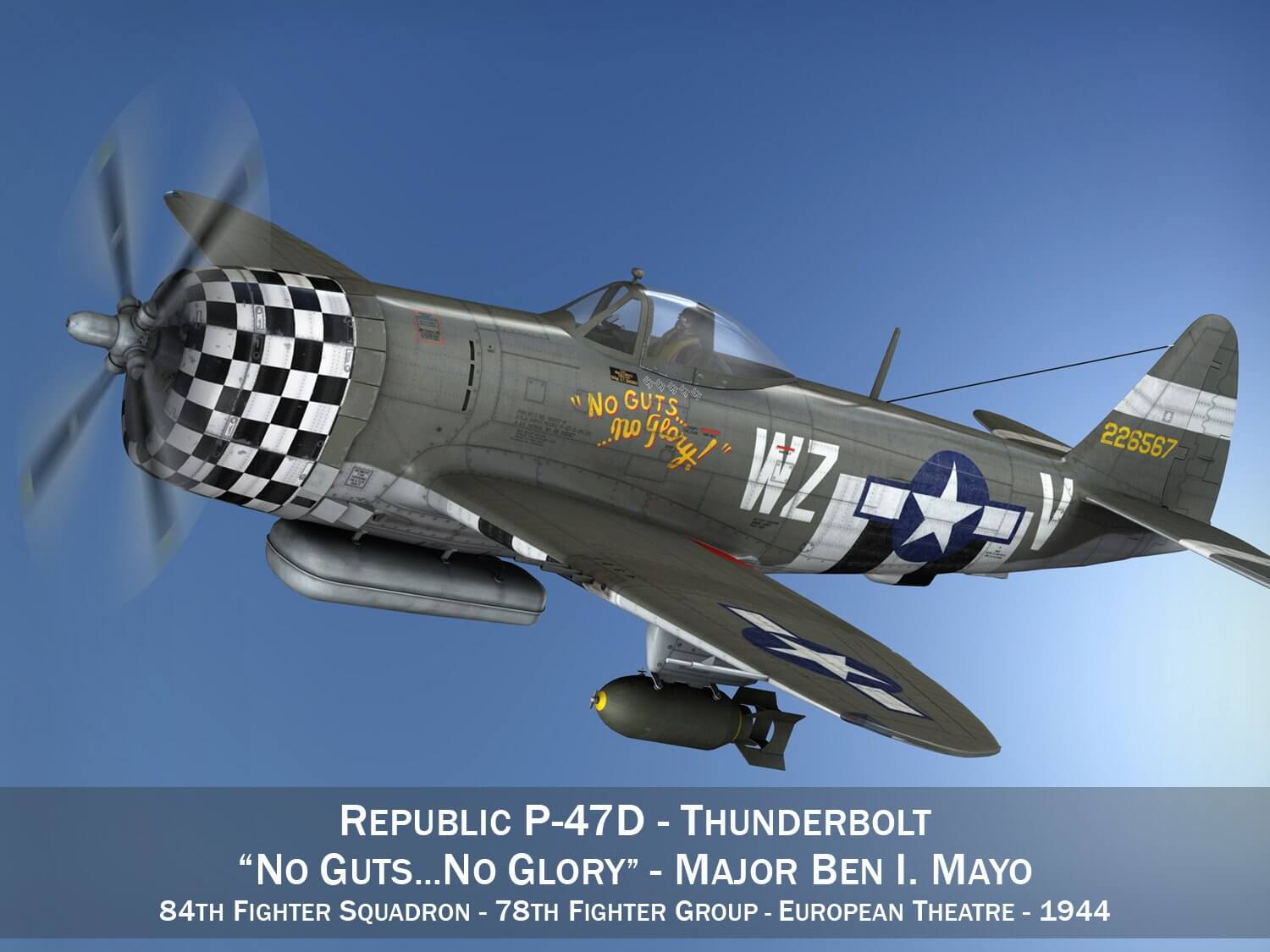Republic P-47D Thunderbolt - No Guts No Glory 3D Model by panaristi