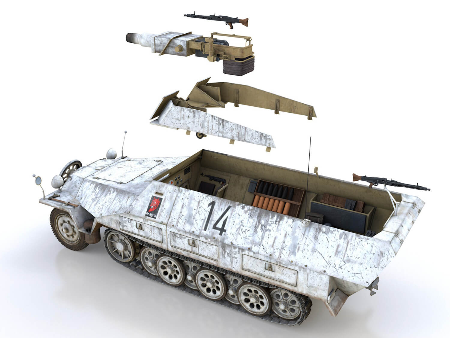 SD.KFZ 251/9 - Ausf.D - Stummel - 14 3D Model by panaristi